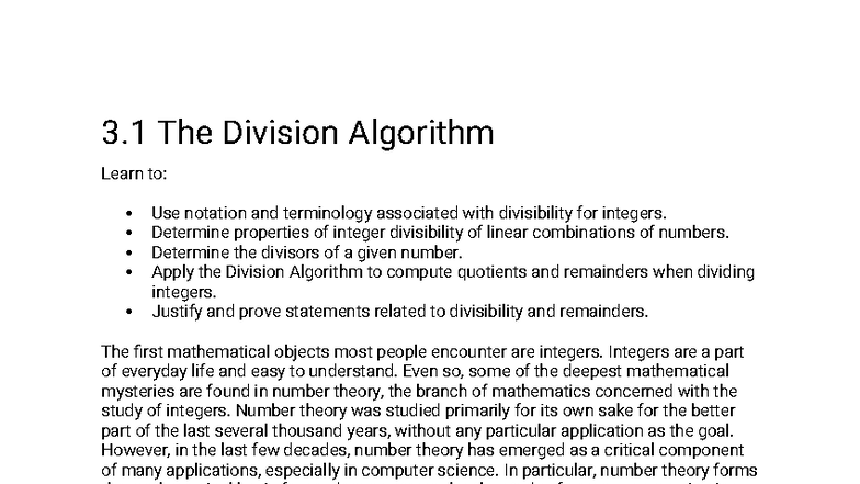 MAT 230 Module 3: Division Algorithm & Number Theory Concepts - Studocu