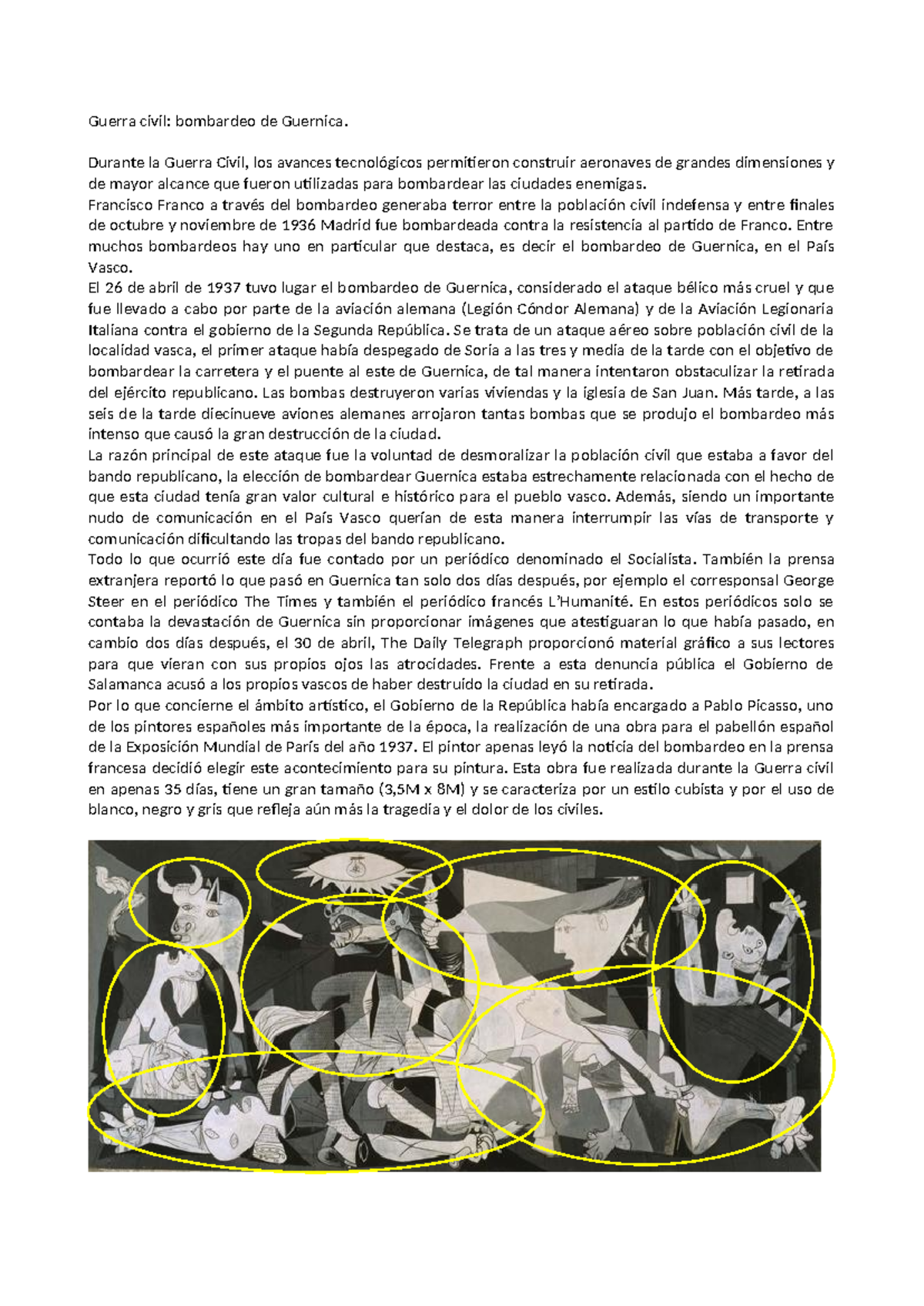 Guerra Civil: El Bombardeo de Guernica y su Impacto Histórico - Studocu