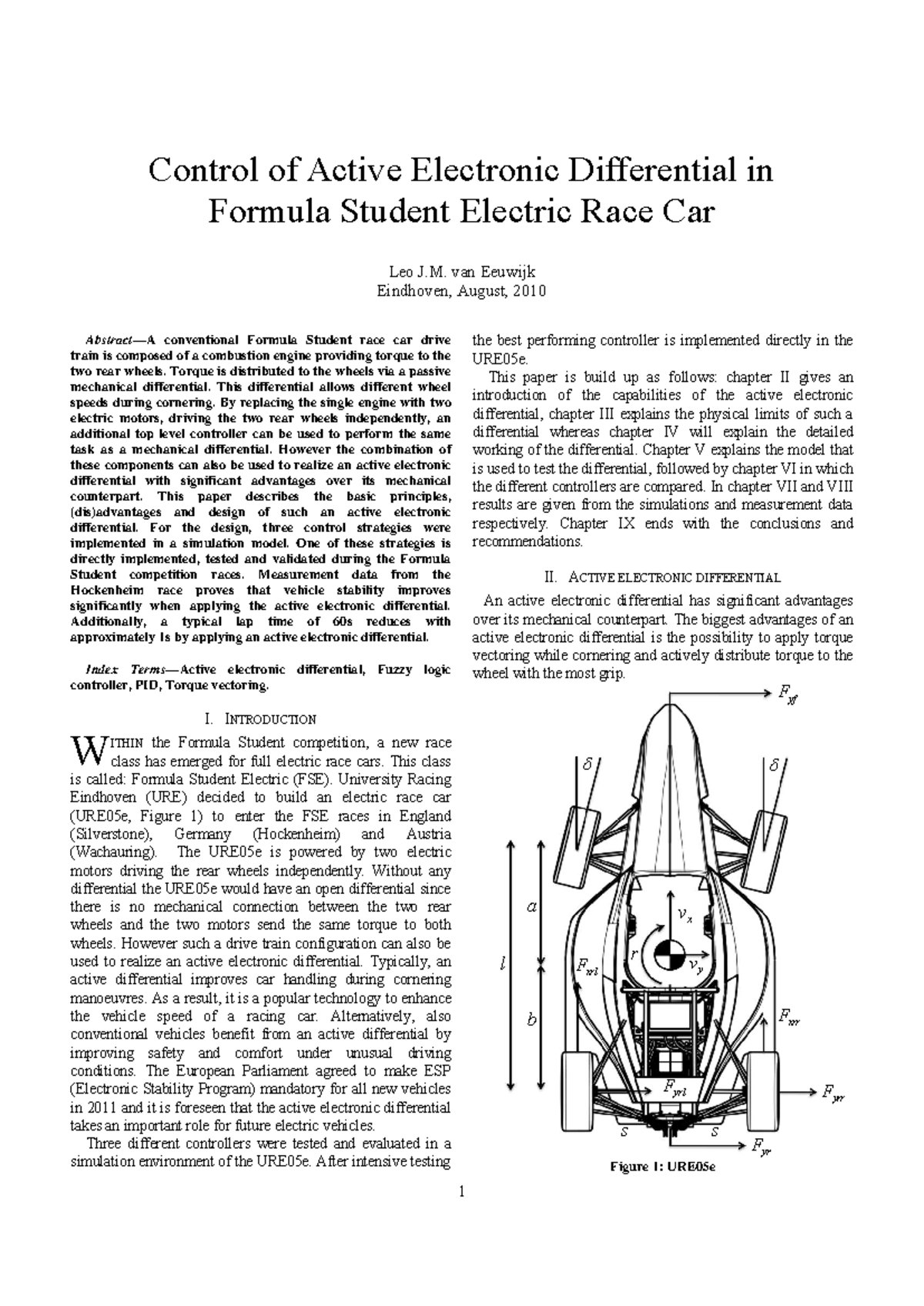 Control Strategies for Active Electronic Differential in Formula ...