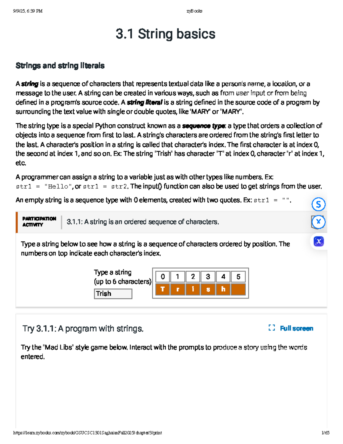 GSUCSC1301 Fall 2025: String Basics and List Fundamentals - Studocu
