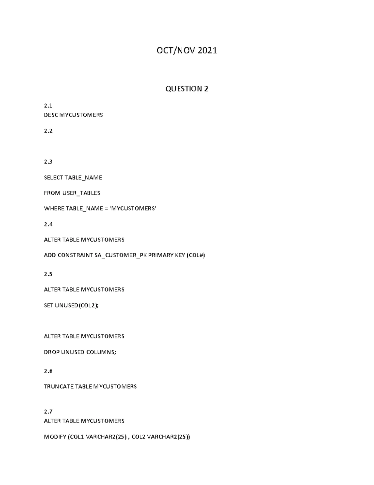 Chapter 6 & 7 SQL Assignment Questions for Database Management - Studocu