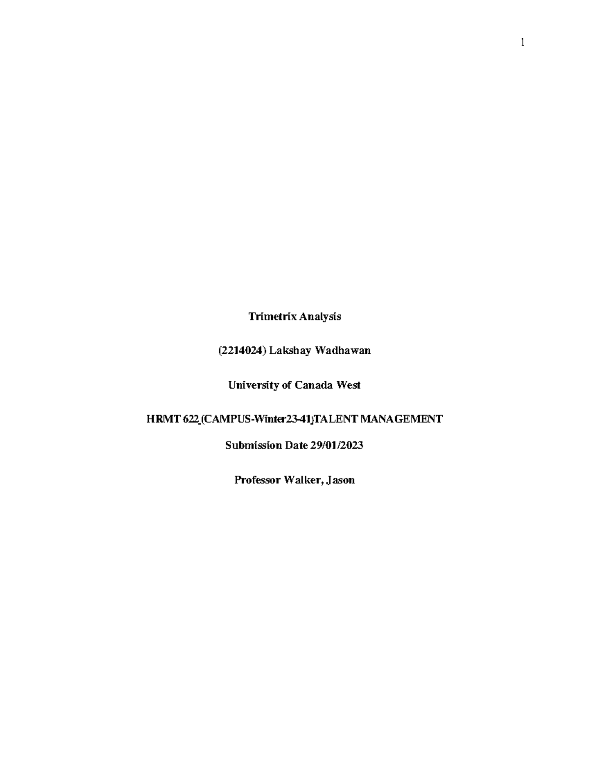 HRMT 622 Trimetrix Analysis: Understanding Strengths and Skills - Studocu