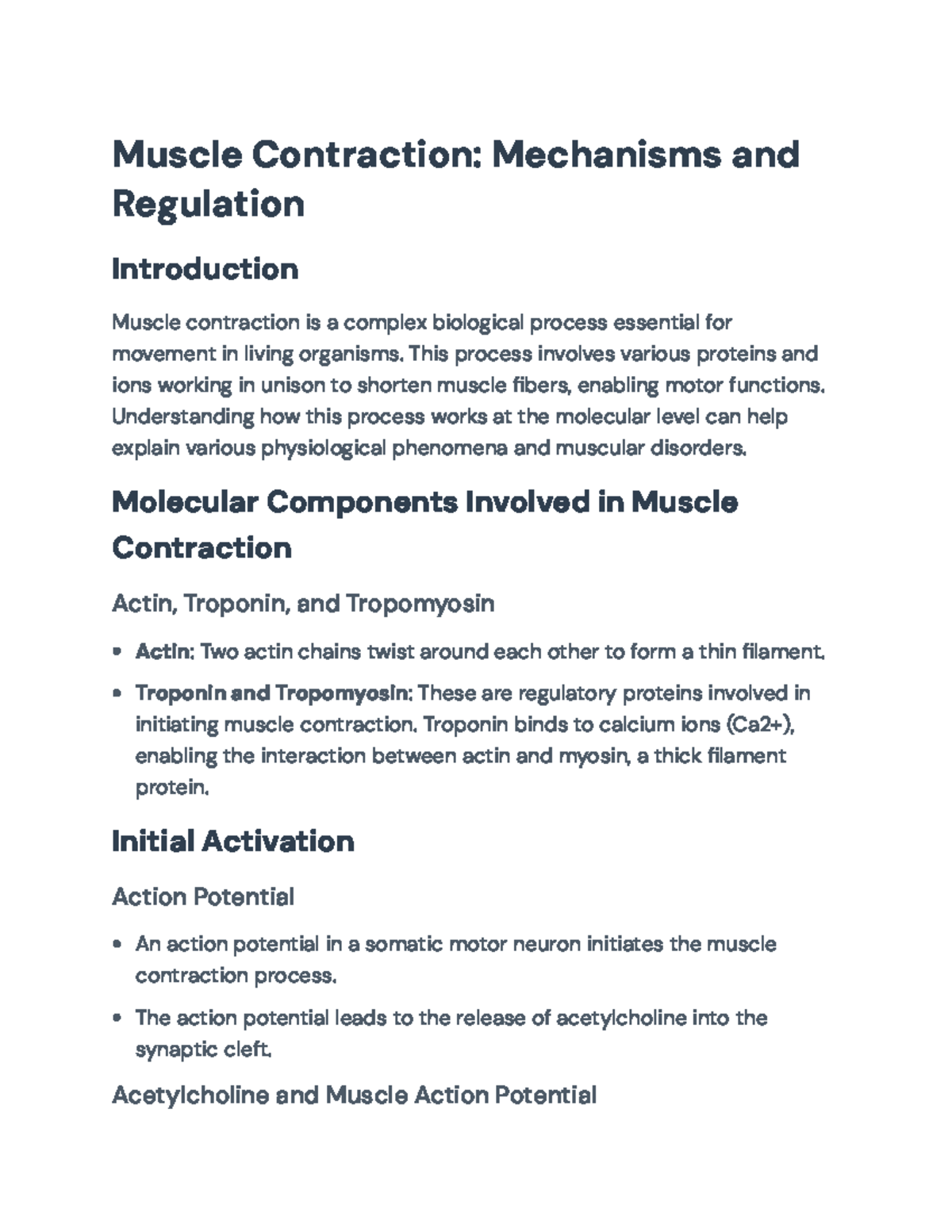Molecular Mechanisms of Muscle Contraction: Detailed Overview - Muscle ...