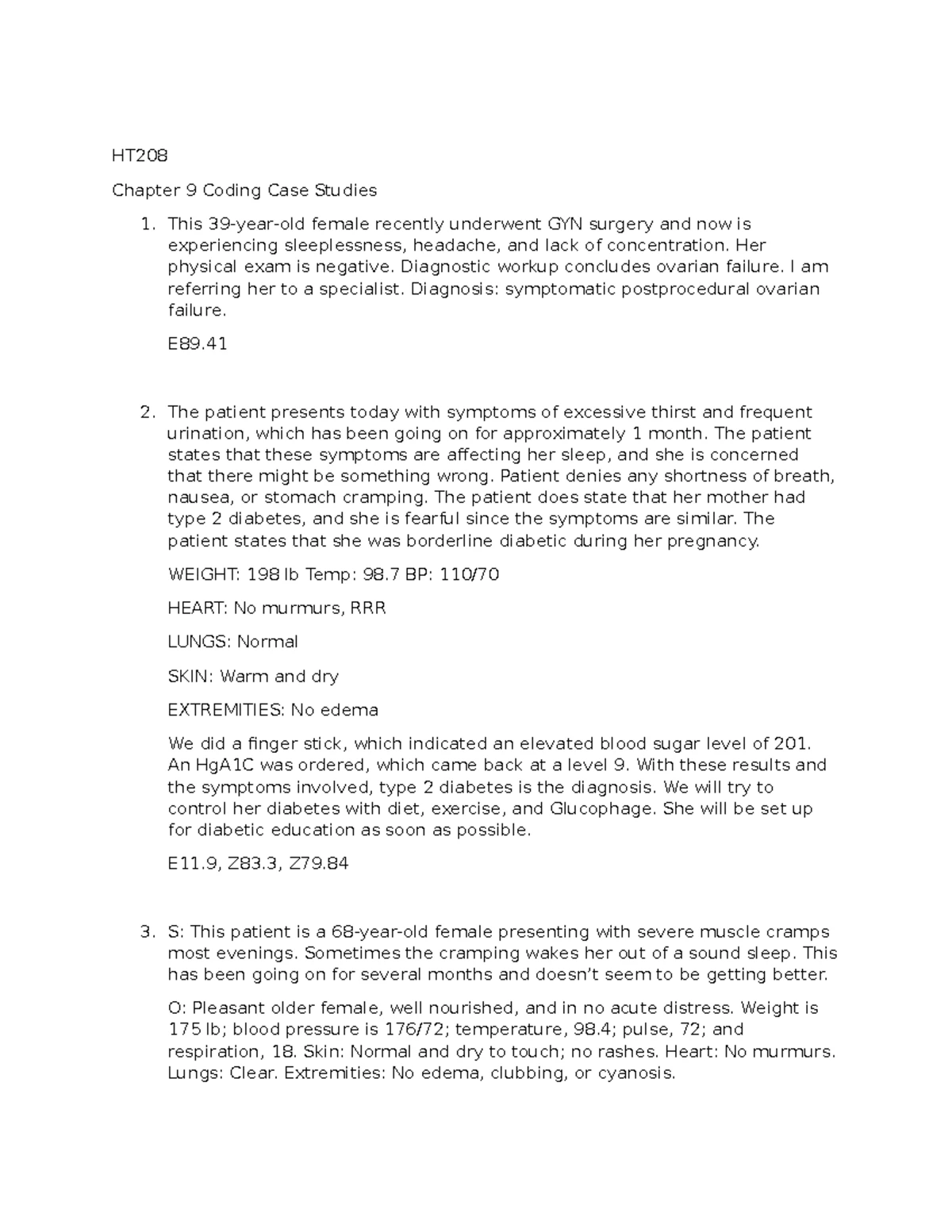 HT208 Ch 6-8 Case Studies: Clinical Insights and Diagnoses - Studocu