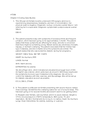 HT208 Ch 6-8 Case studies - HT208 CODING AND CLASSIFACTION I CHAPTER 6 CASE STUDIES Case Study 1 ...
