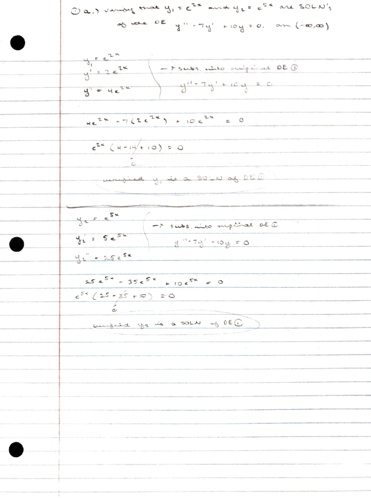 Homework #6 - MATH 266 - Differential Equations Material - OE. • '1 ...