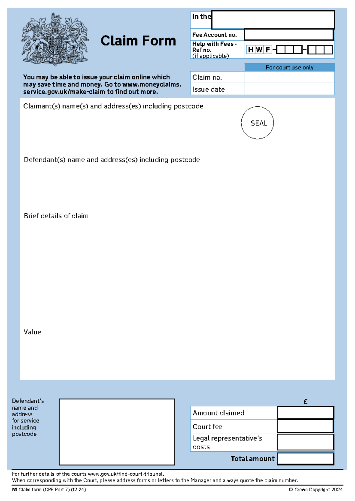 Claim Form N1 Example: Guidance for Court Submission - Studocu