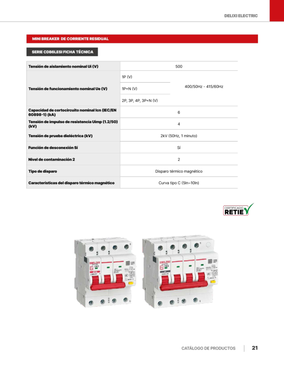 Catálogo de Productos DELIXI Electric Mini Breaker CDB6LESI - Studocu