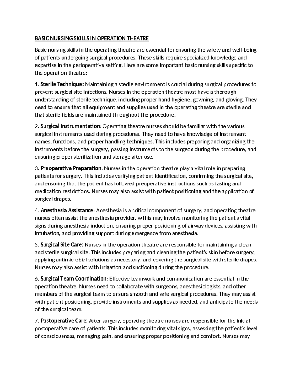 Basic Nursing Skills in the Operating Theatre: A Comprehensive Guide ...