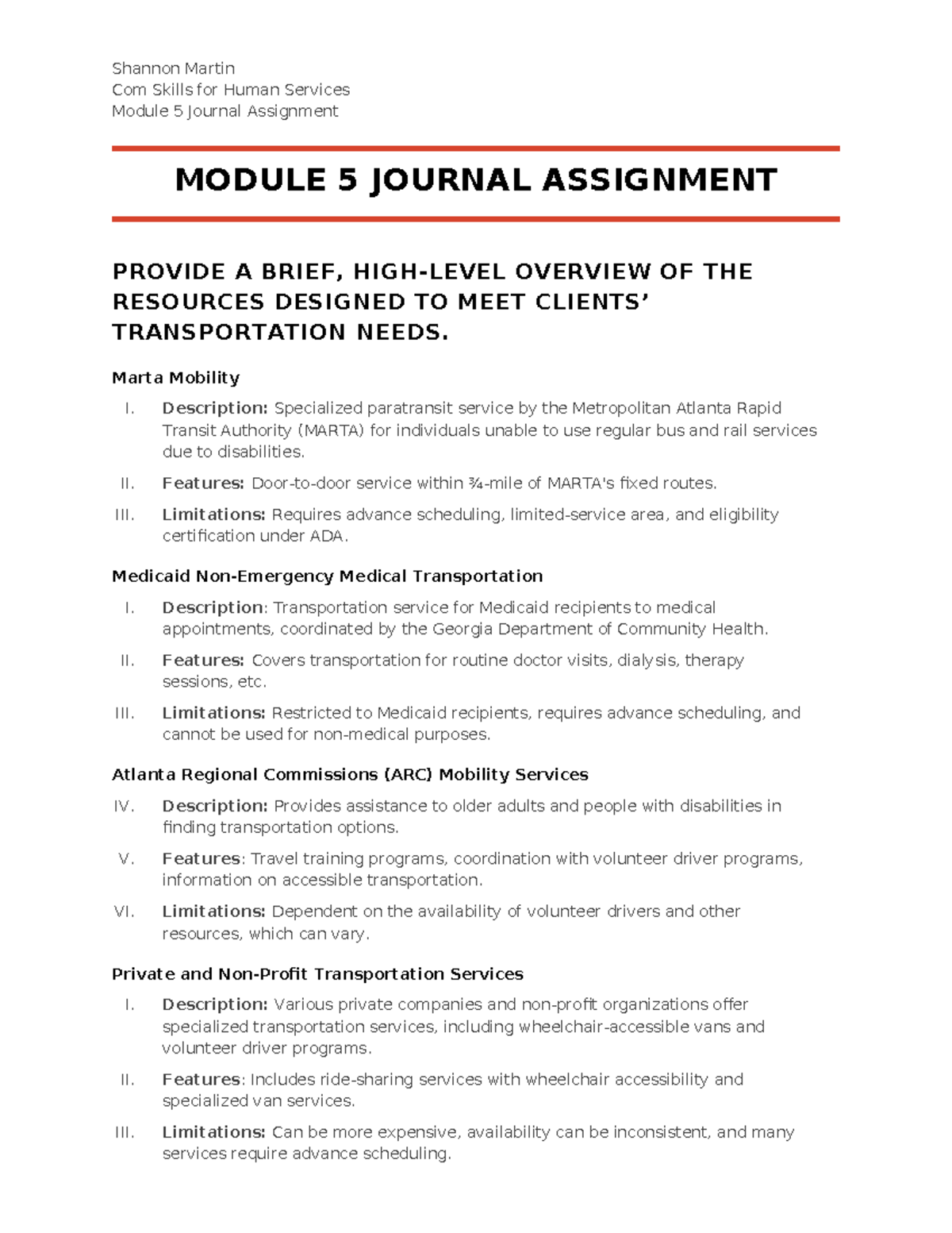 Module 5 Journal Assignment - Shannon Martin Com Skills for Human ...