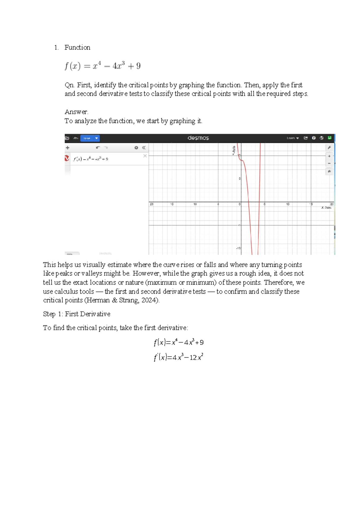 Unit 5 Calculus: Analyzing Critical Points with Derivative Tests - Studocu