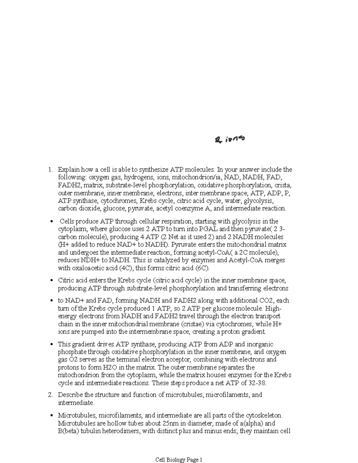 Cell Biology: ATP Synthesis, Cytoskeleton, & DNA Mechanisms (CB 101 ...