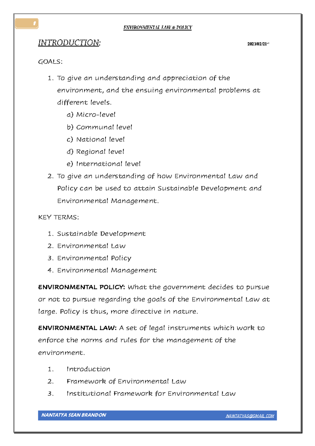 Environmental Law and Policy Overview: Key Concepts and Frameworks ...