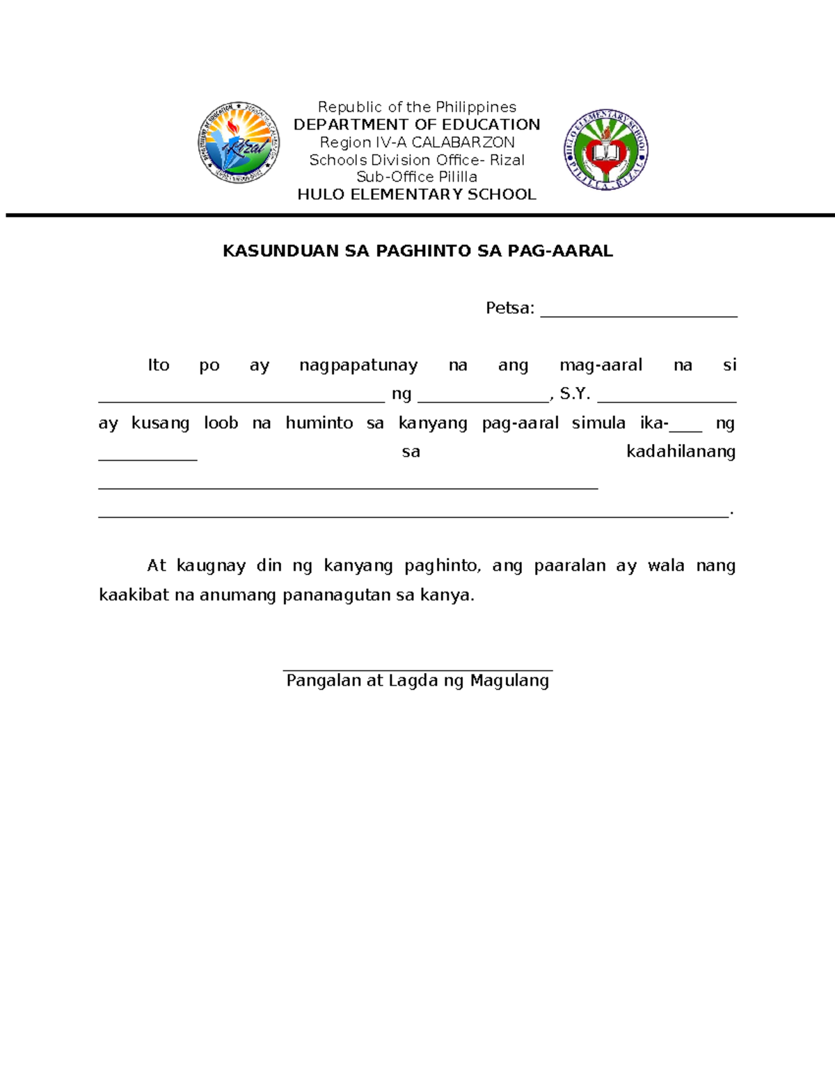 Drop Form - Dropping form - Republic of the Philippines DEPARTMENT OF ...