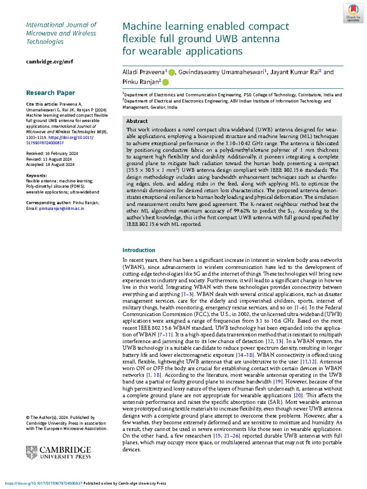 Machine Learning-Enabled Compact Flexible Full Ground UWB Antenna for ...