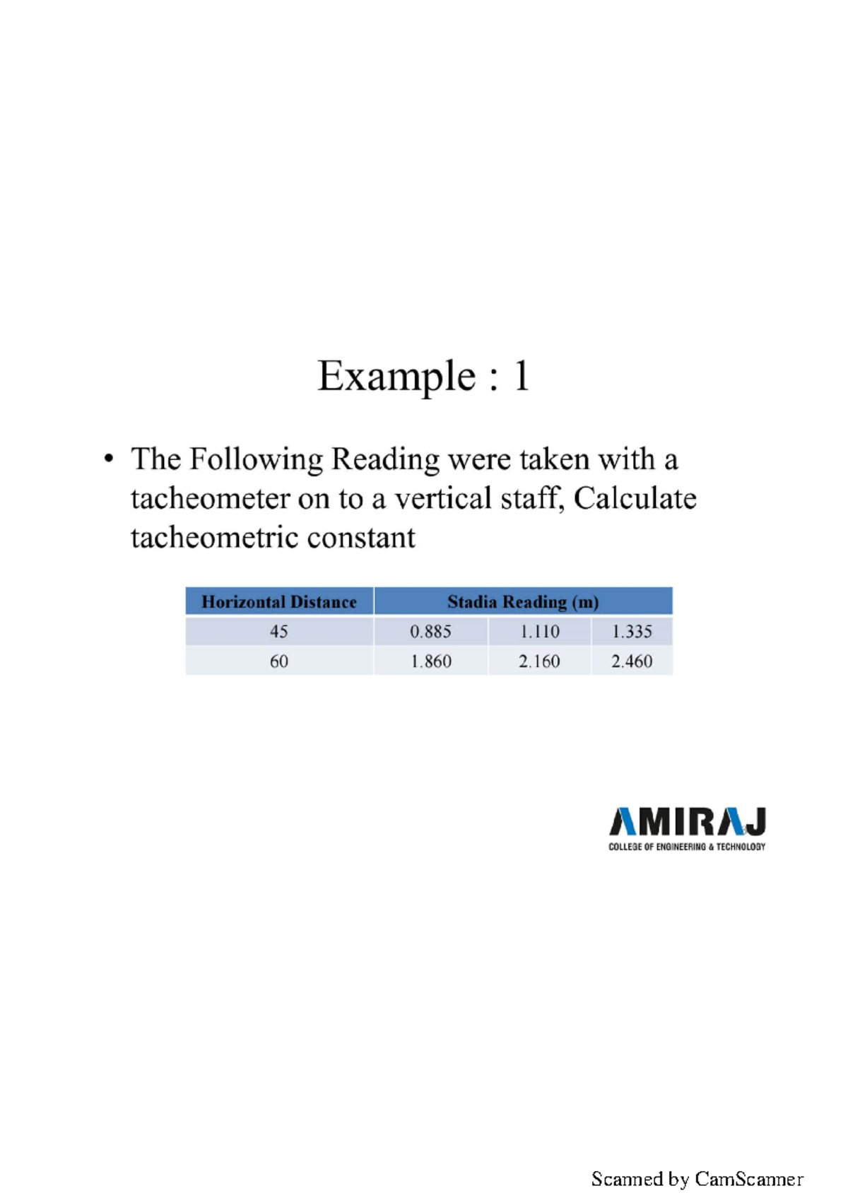 Tachometry Examples and Calculations - Module 3-1 - Studocu