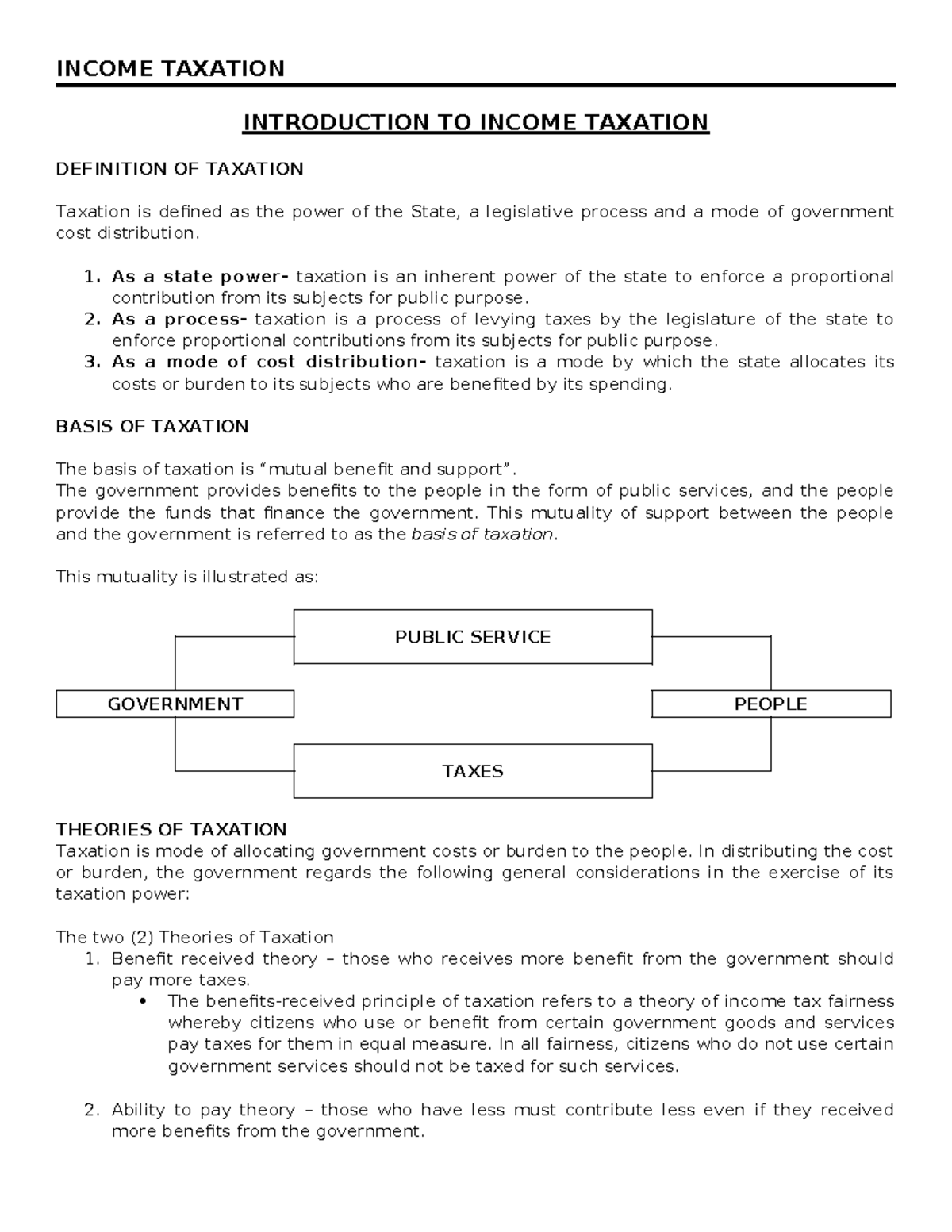 Income Taxation Chapter I Overview - INCOME TAXATION INTRODUCTION TO ...