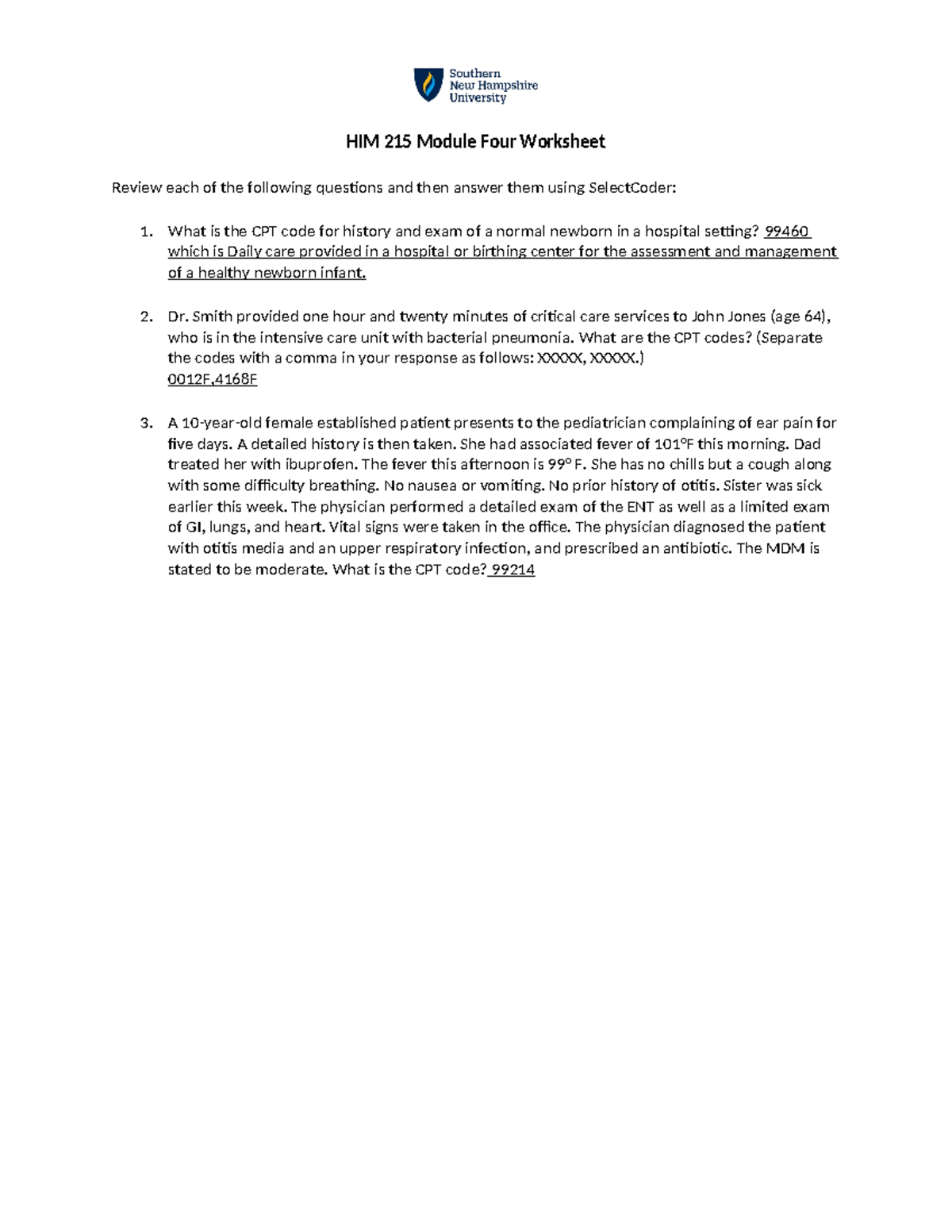 HIM 215 Module Four Worksheet - HIM 215 Module Four Worksheet Review ...