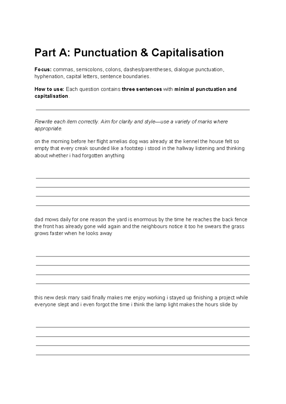Grammar Booklet: Punctuation, Capitalization, and Mixed Tenses - Studocu