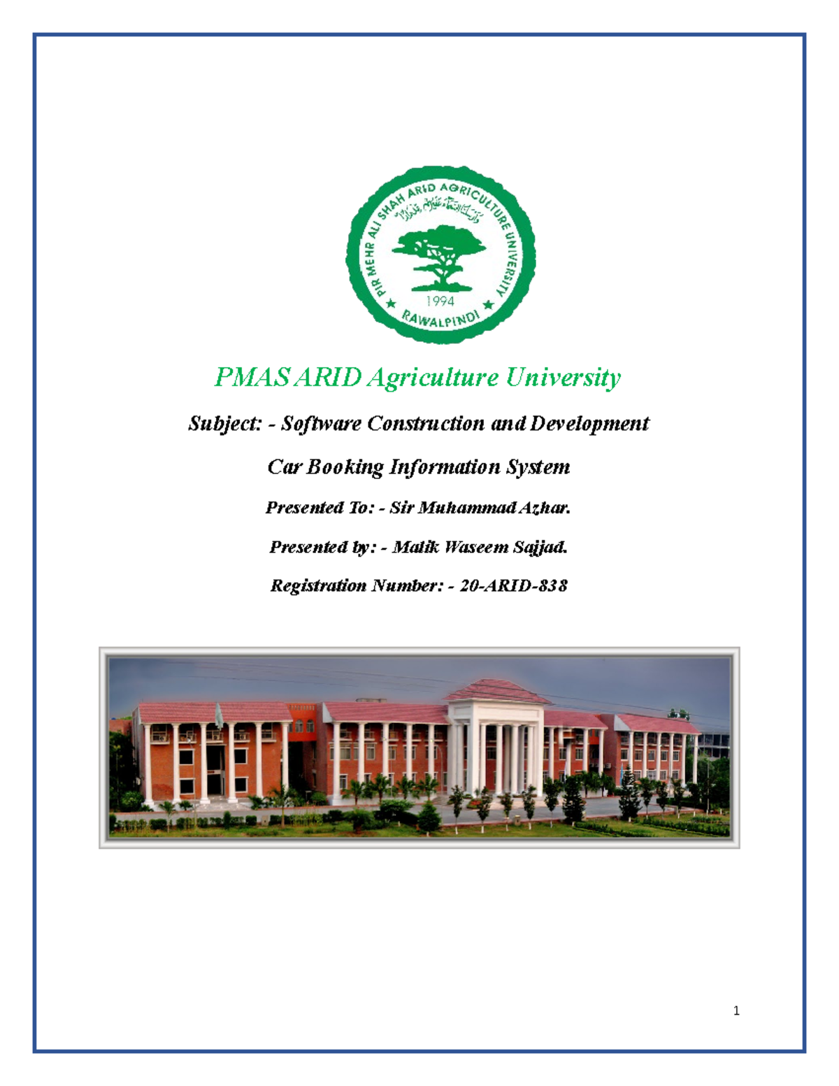SRS - Car Booking Information System for PMAS ARID University - Studocu