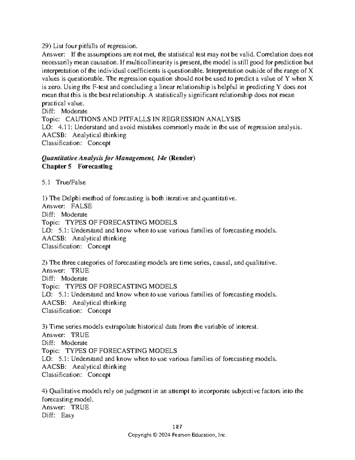 Quantitative Analysis for Management 14e - Chapter 5 Forecasting Test ...
