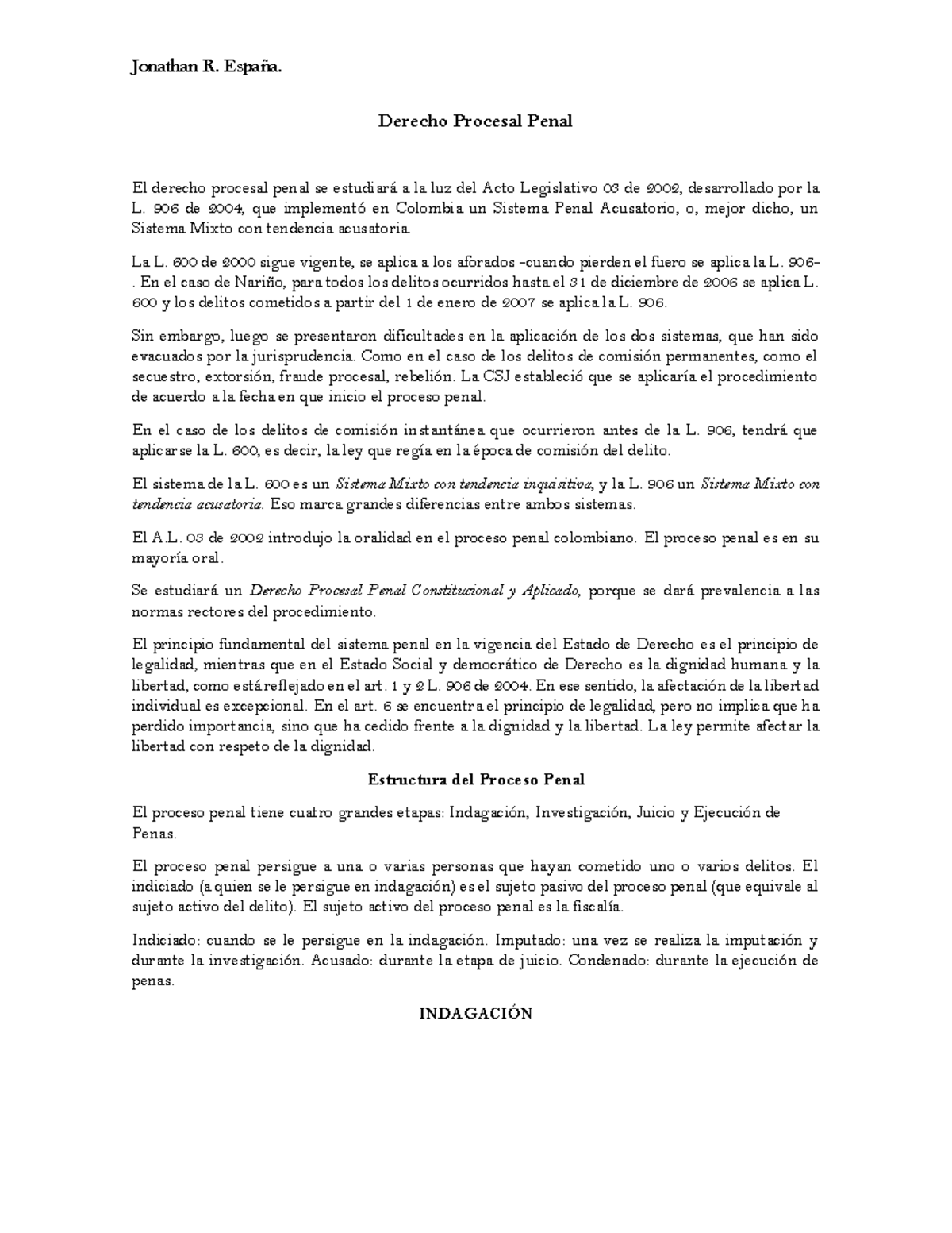 Derecho Procesal Penal: Sistema Acusatorio y Fases del Proceso - Studocu