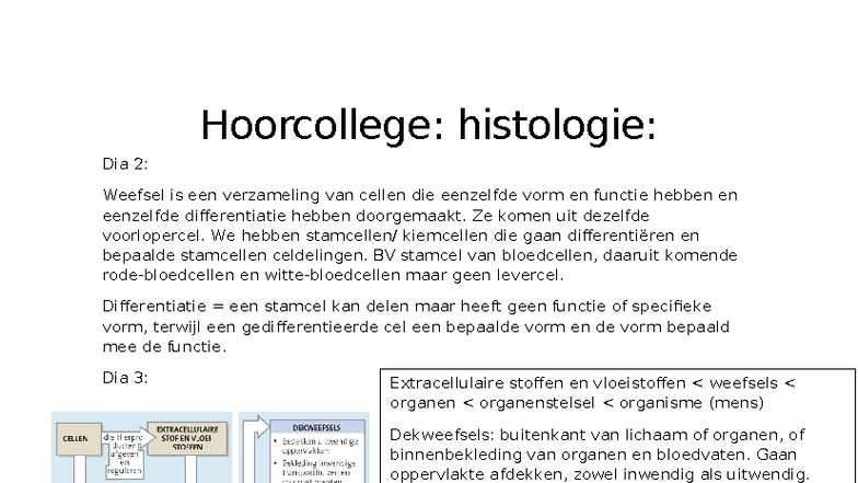 Histologie Hoorcollege: Weefsels en Celstructuren in Detail - Studocu