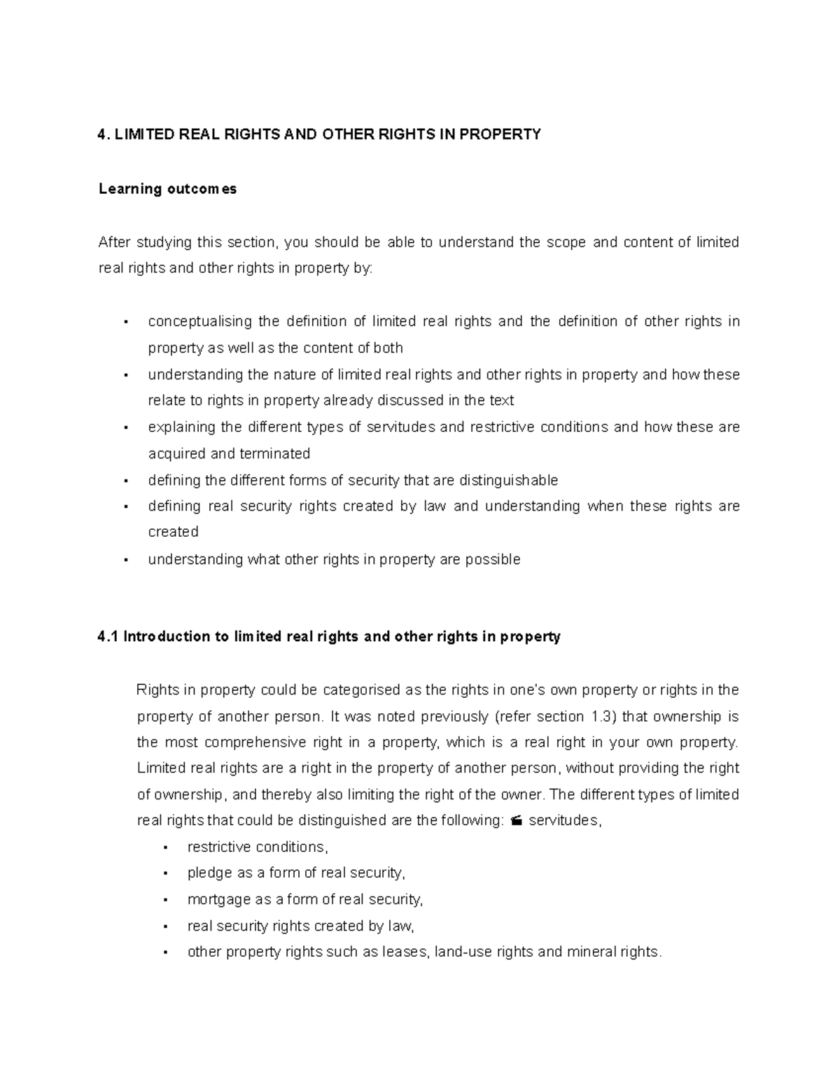4. LIMITED REAL RIGHTS & PROPERTY RIGHTS IN DETAIL - LAW 101 - Studocu
