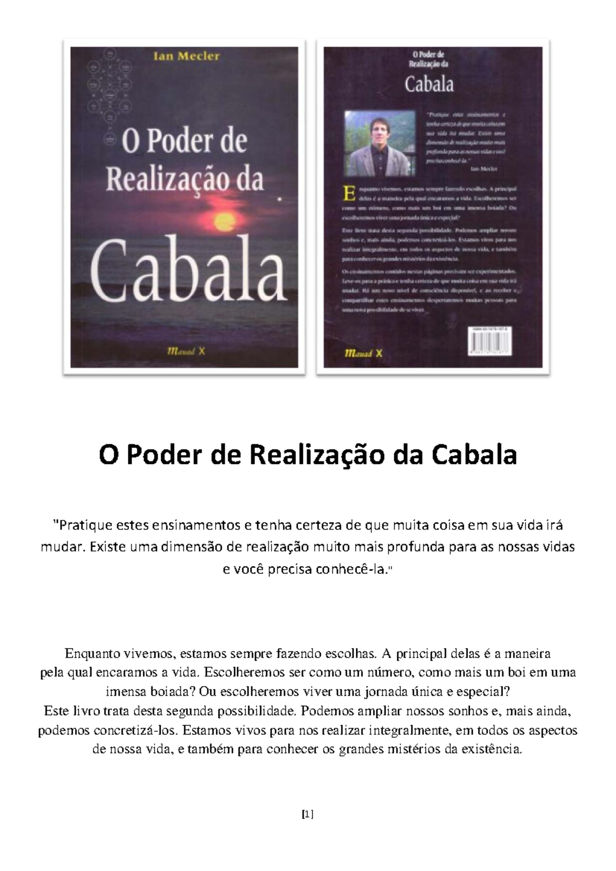O Poder de Realização da Cabala - Ian Mecler: Um Guia Prático - Studocu