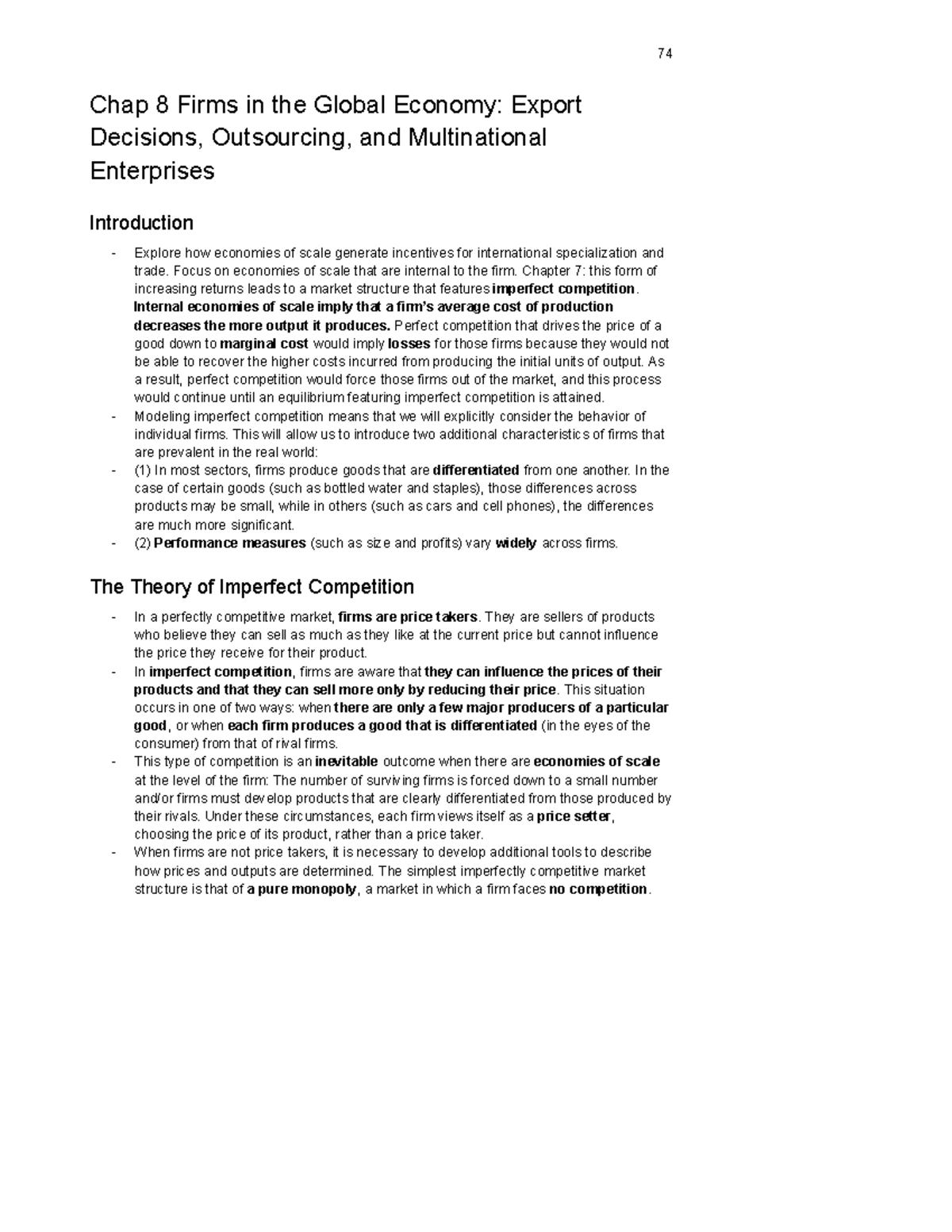 International Economics CH8: Firms in the Global Economy & Trade - Studocu