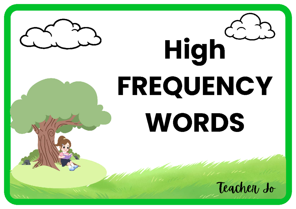High Frequency Words for Kindergarten - Teacher Jo - Studocu