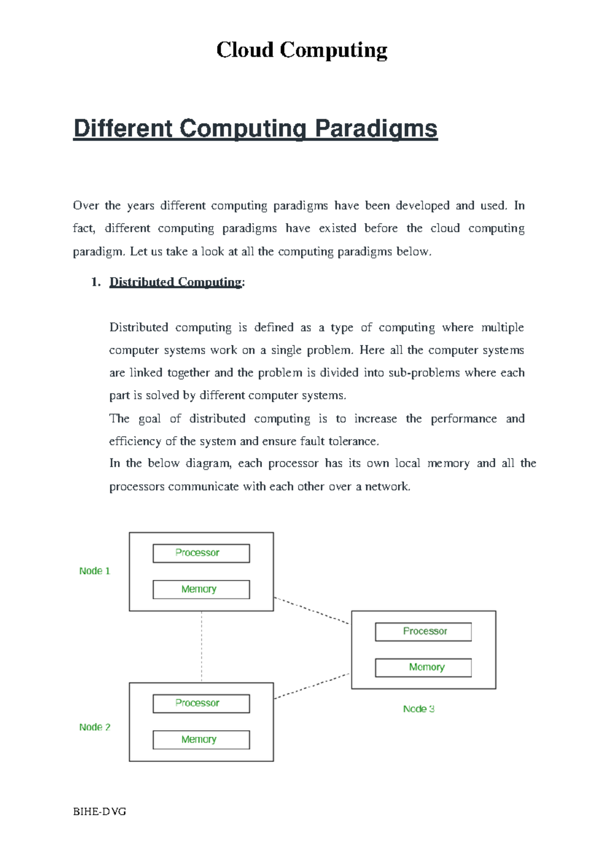 CC UNIT1 - Different Computing Paradigms & Characteristics Notes - Studocu