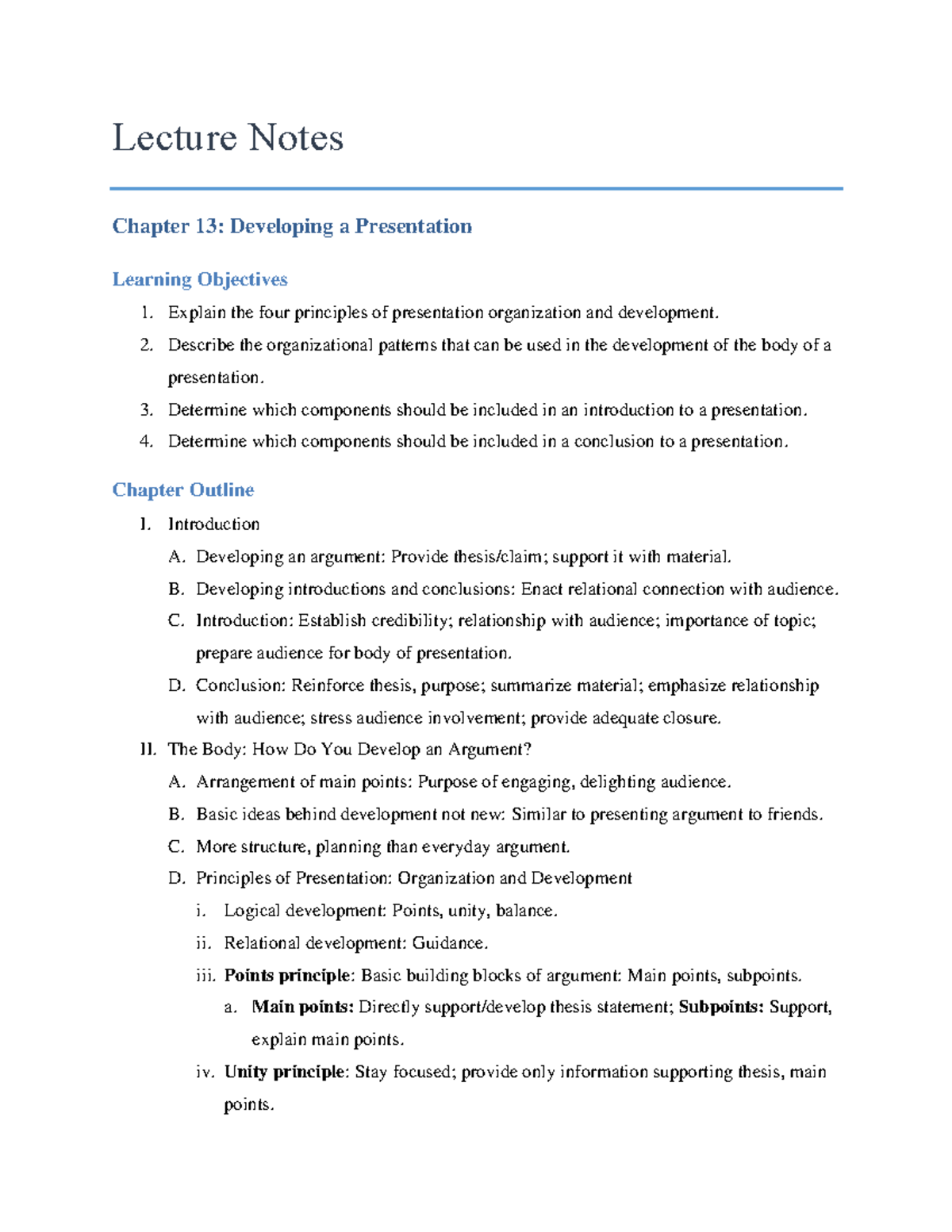 Chapter 13 - Lecture Notes Chapter 13 : Developing a Presentation ...