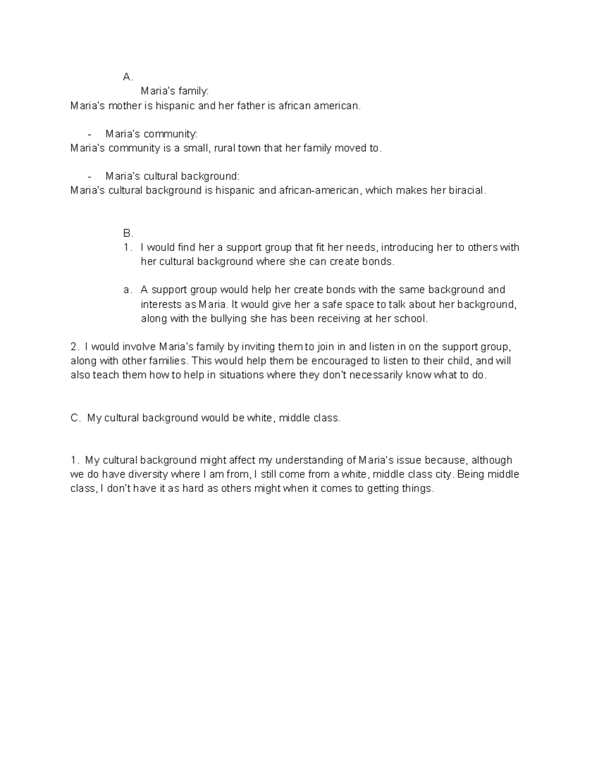 Cultural Backgrounds and Support Strategies for Maria - Task2.wgu - Studocu