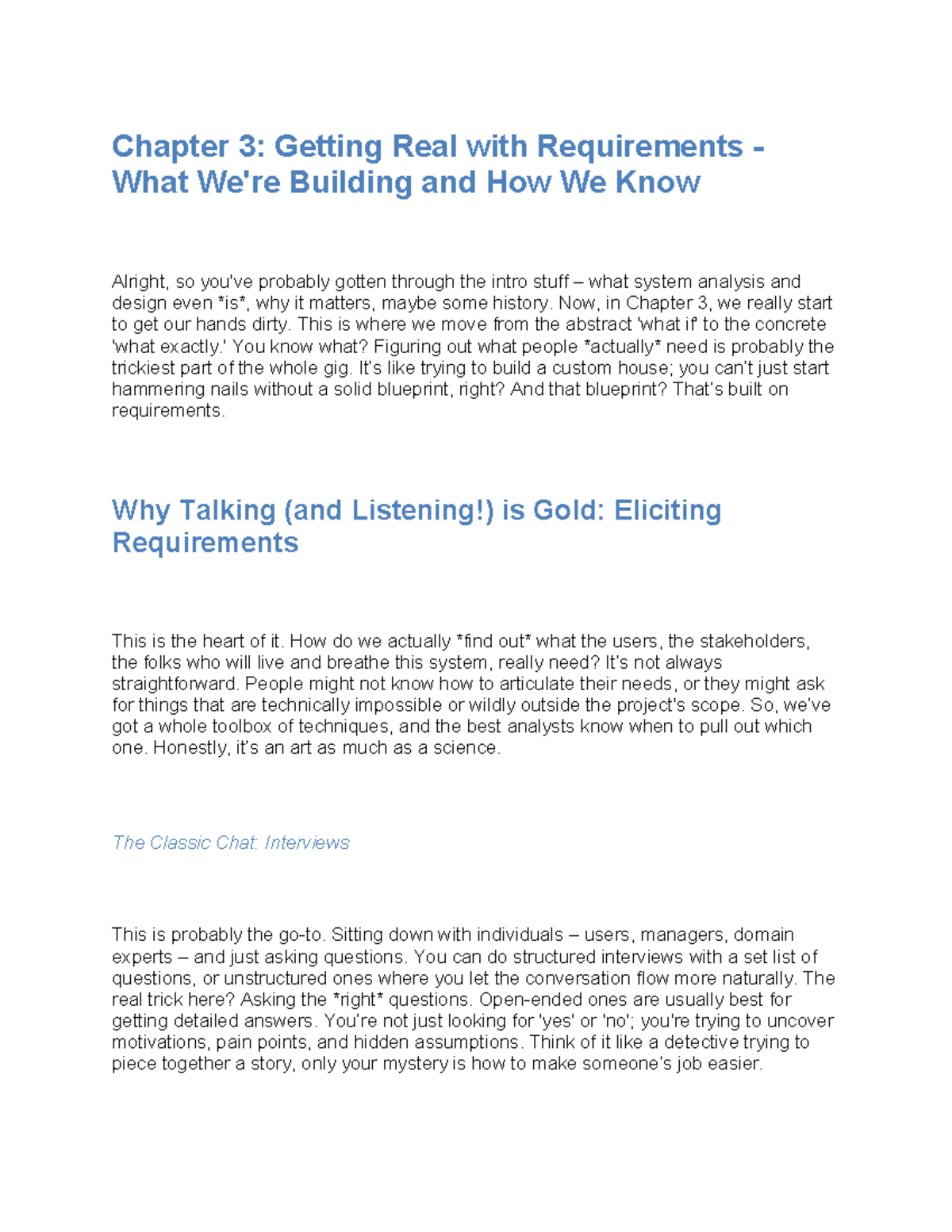 Chapter 3: Eliciting Requirements in System Analysis (SYS 101) - Studocu