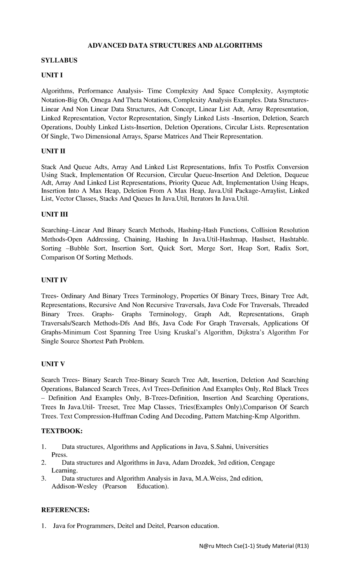 Mtech ADSA Final 2ND JAN 1,2,3,4 - ADVANCED DATA STRUCTURES AND ...