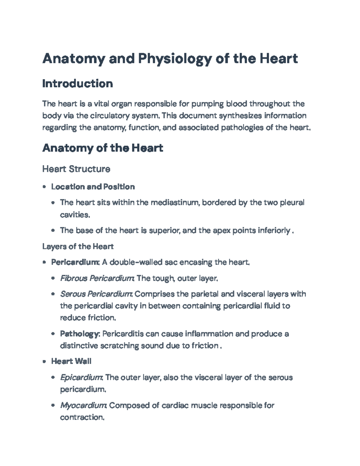 Anatomy and Physiology of the Heart: Structure, Function, and ...