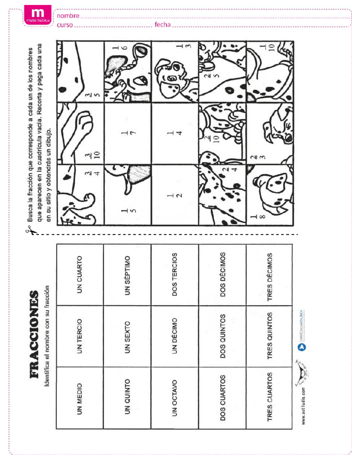 Fracciones Puzzle: Identificación y Recorte de Fracciones - Studocu