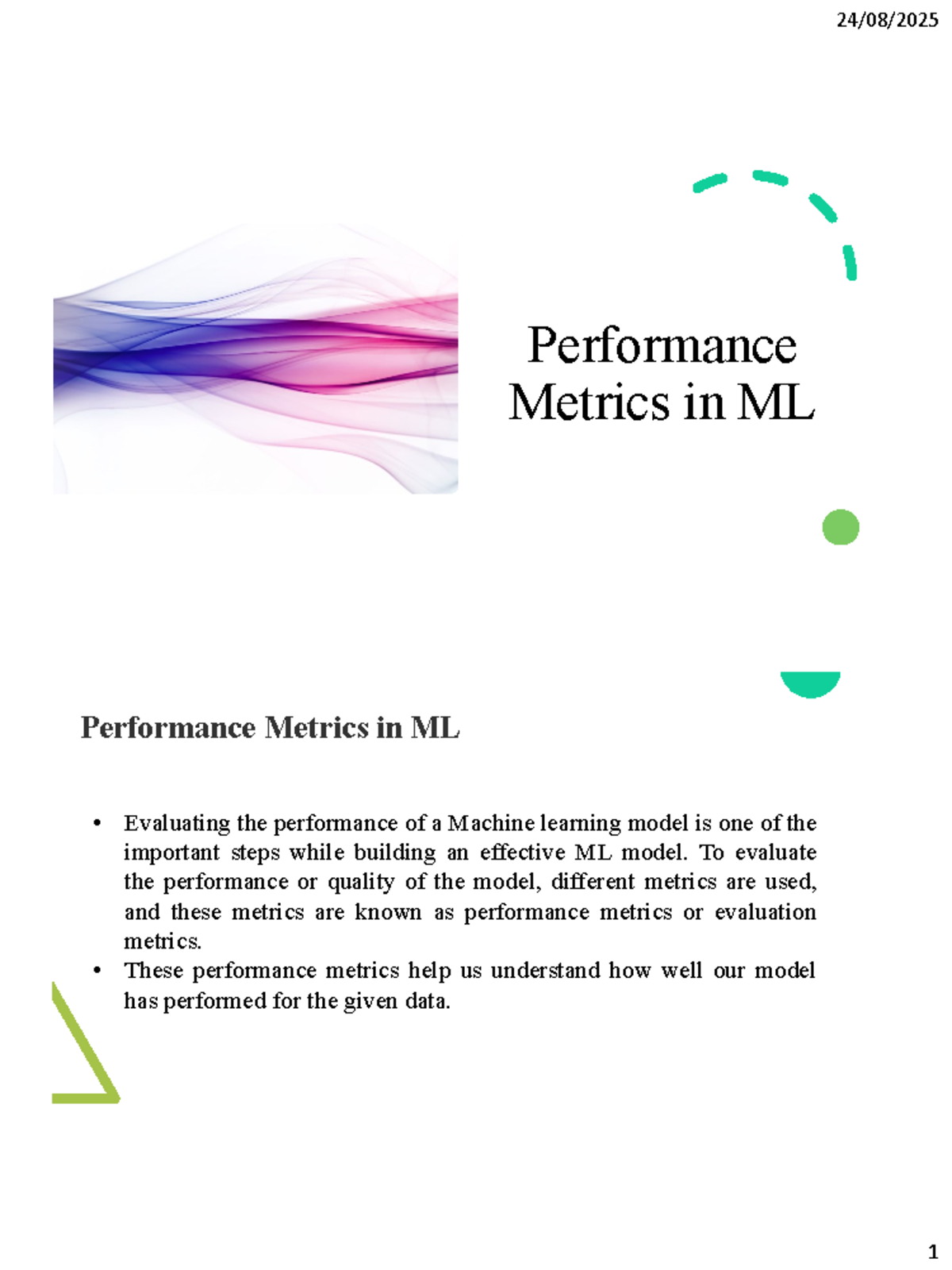 Week 11: Performance Metrics in ML for Classification Analysis - Studocu