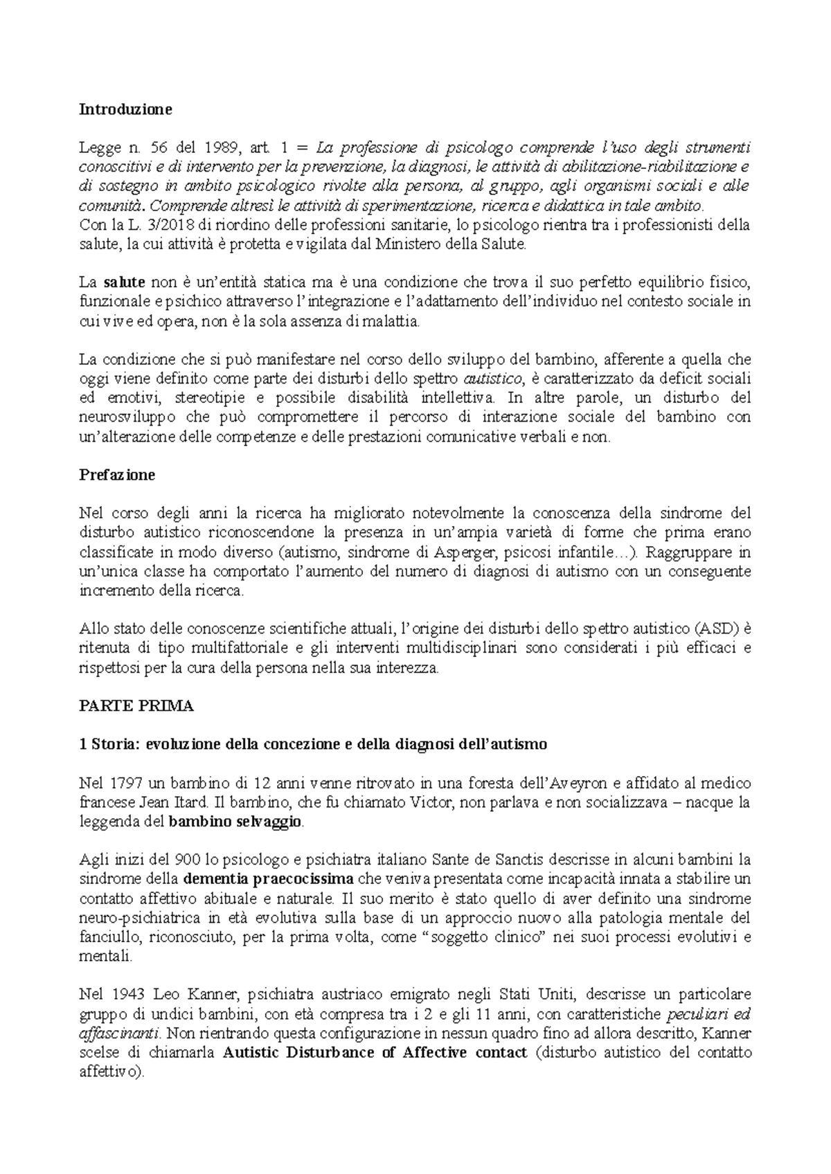 Introduzione alla Legge n. 56/1989 e Disturbi dello Spettro Autistico ...