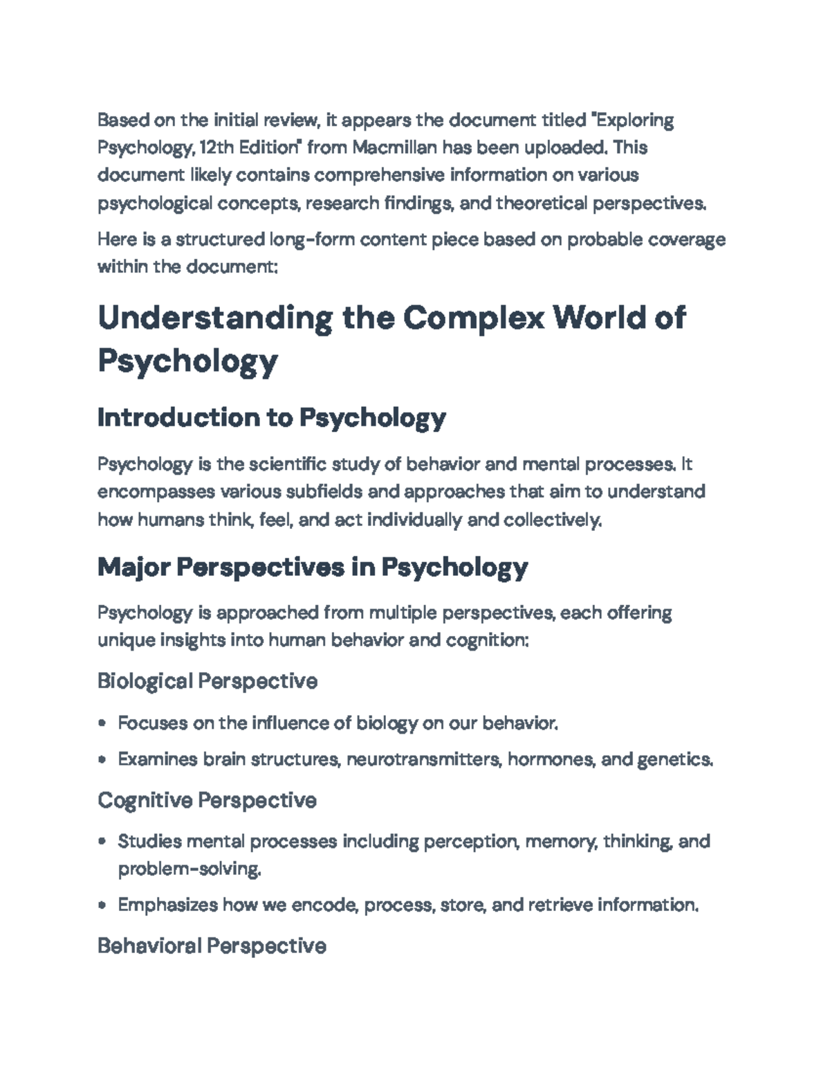 Psychology 12th Edition: Key Concepts & Research Methods Overview - Studocu