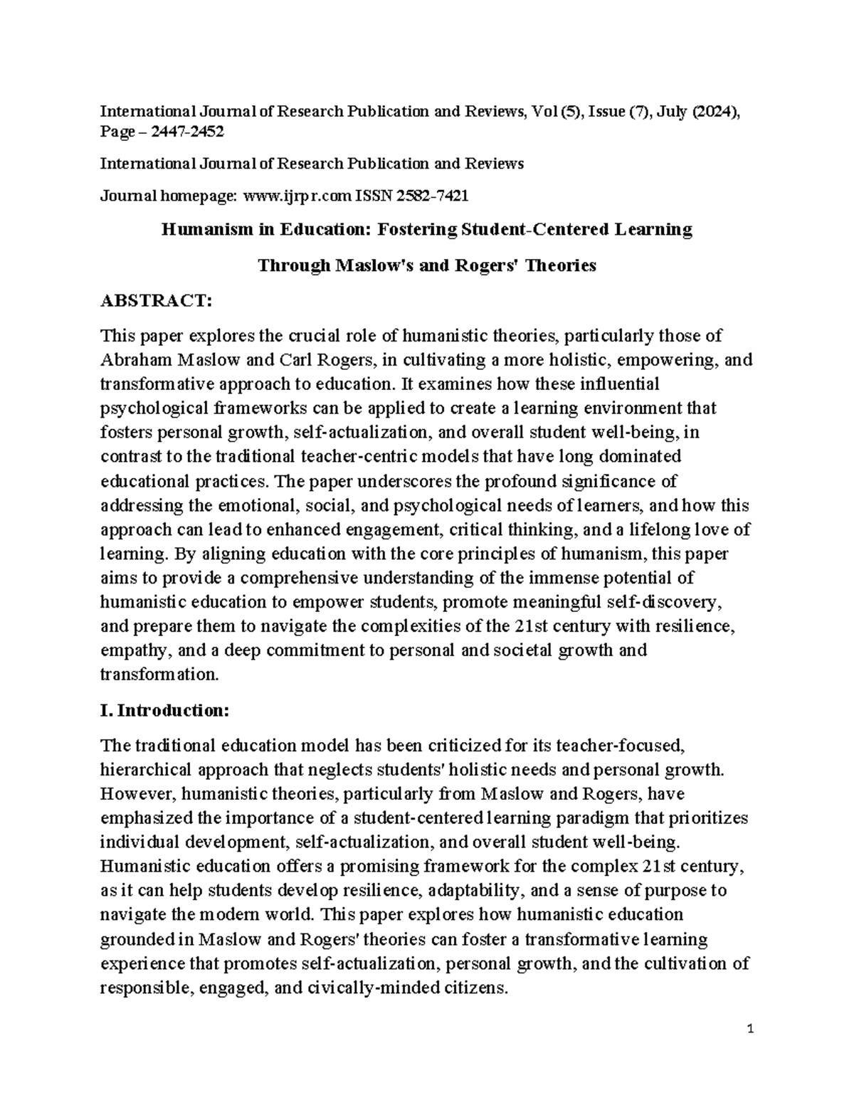 Humanism in Education: Theories and Practices for Empowering Learners ...