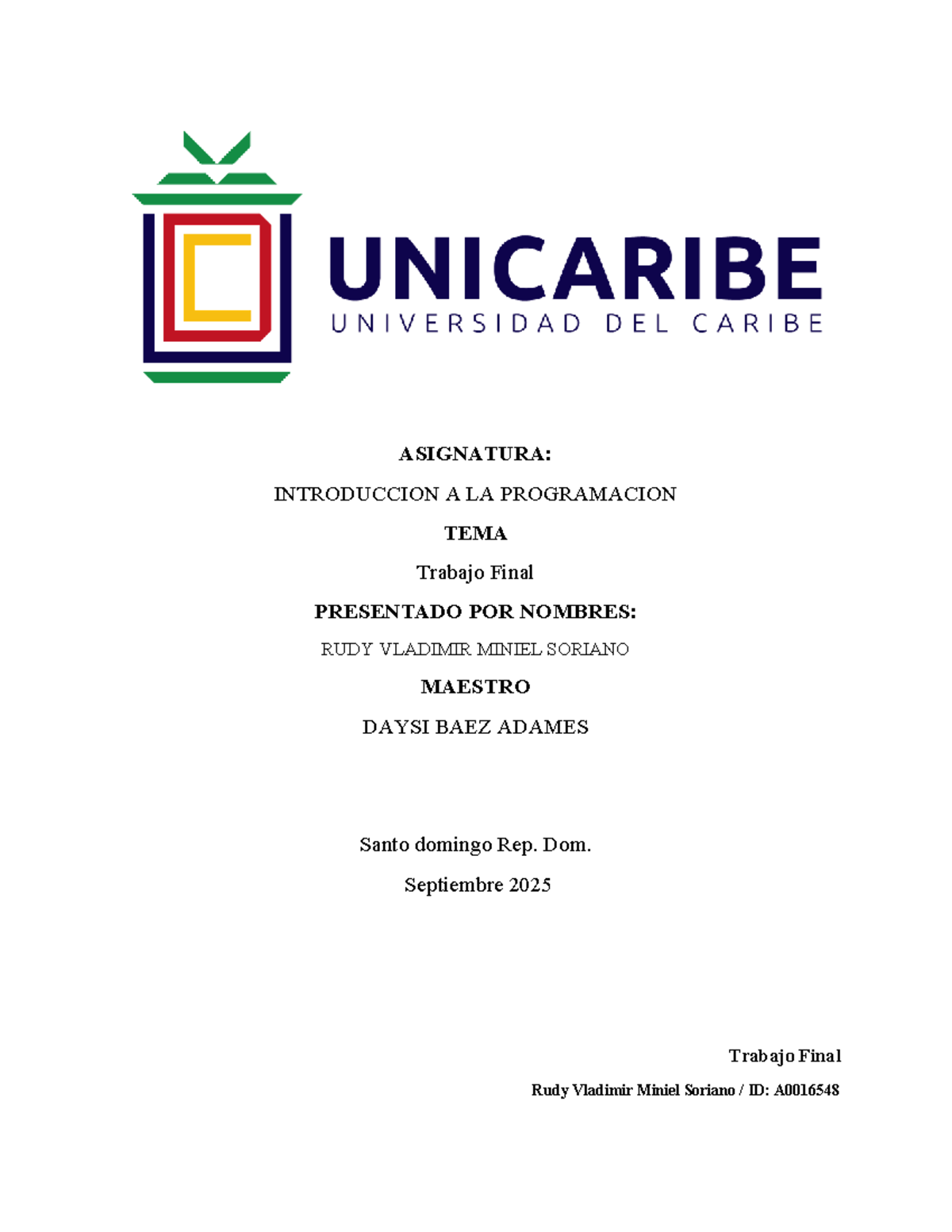 Trabajo Final: Calculadora en Python - ASIGNATURA: INTRODUCCION A LA - Studocu