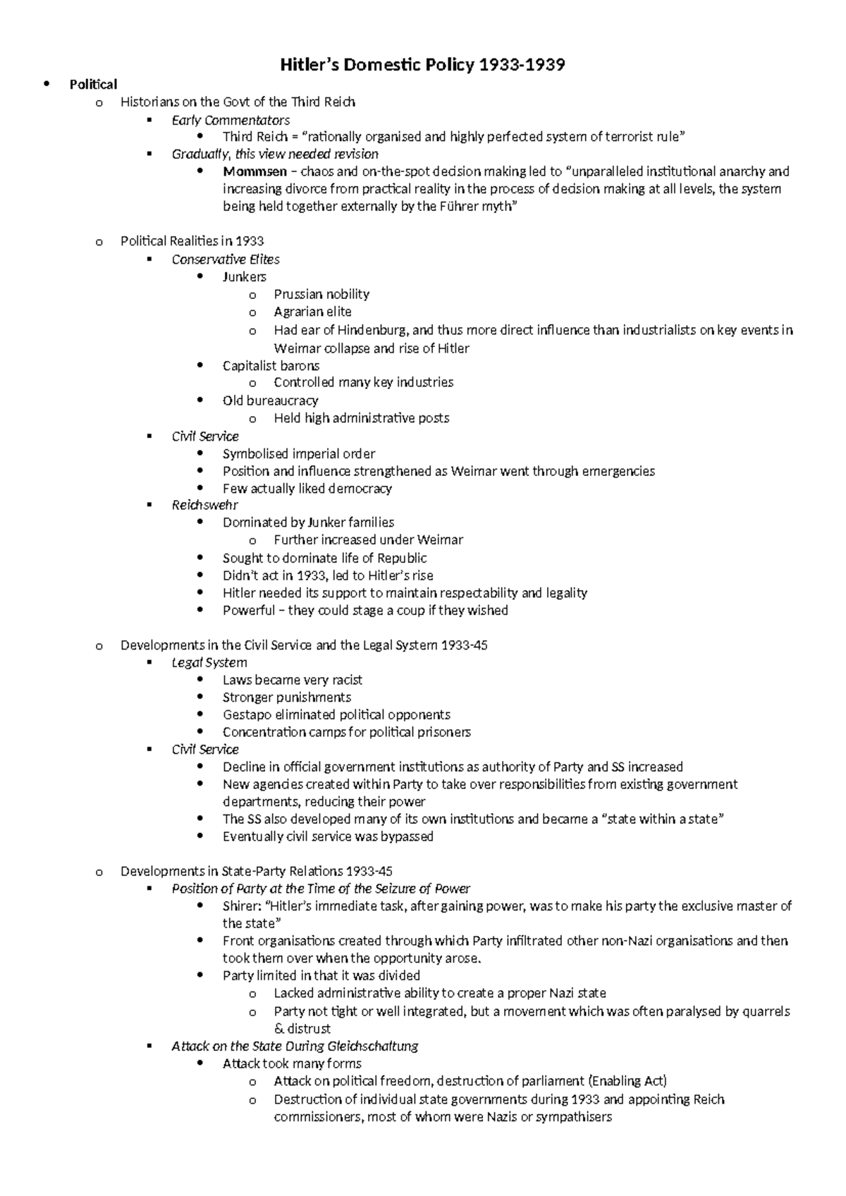 Germany 1933-1939: Examining Hitler’s Domestic and Foreign Policies ...