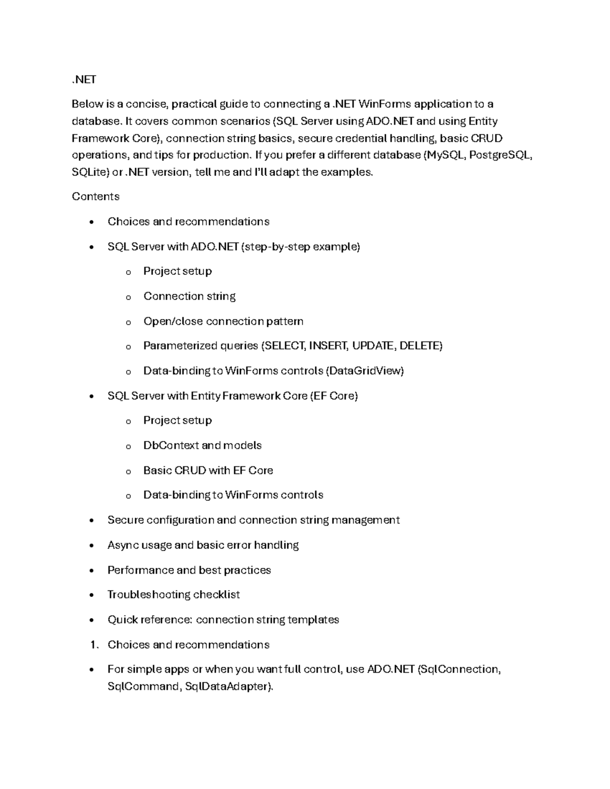 .NET WinForms Database Connection Guide: ADO.NET & EF Core - Studocu