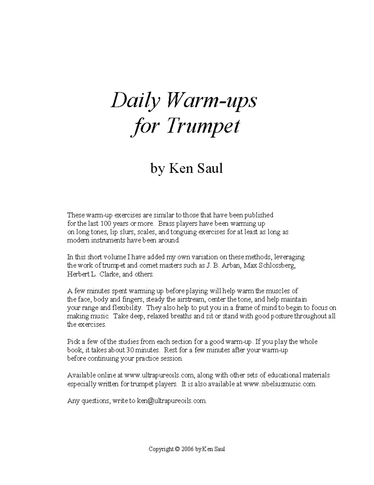 Trumpet Warmup Exercises by Ken Saul - Daily Practice Guide - Studocu