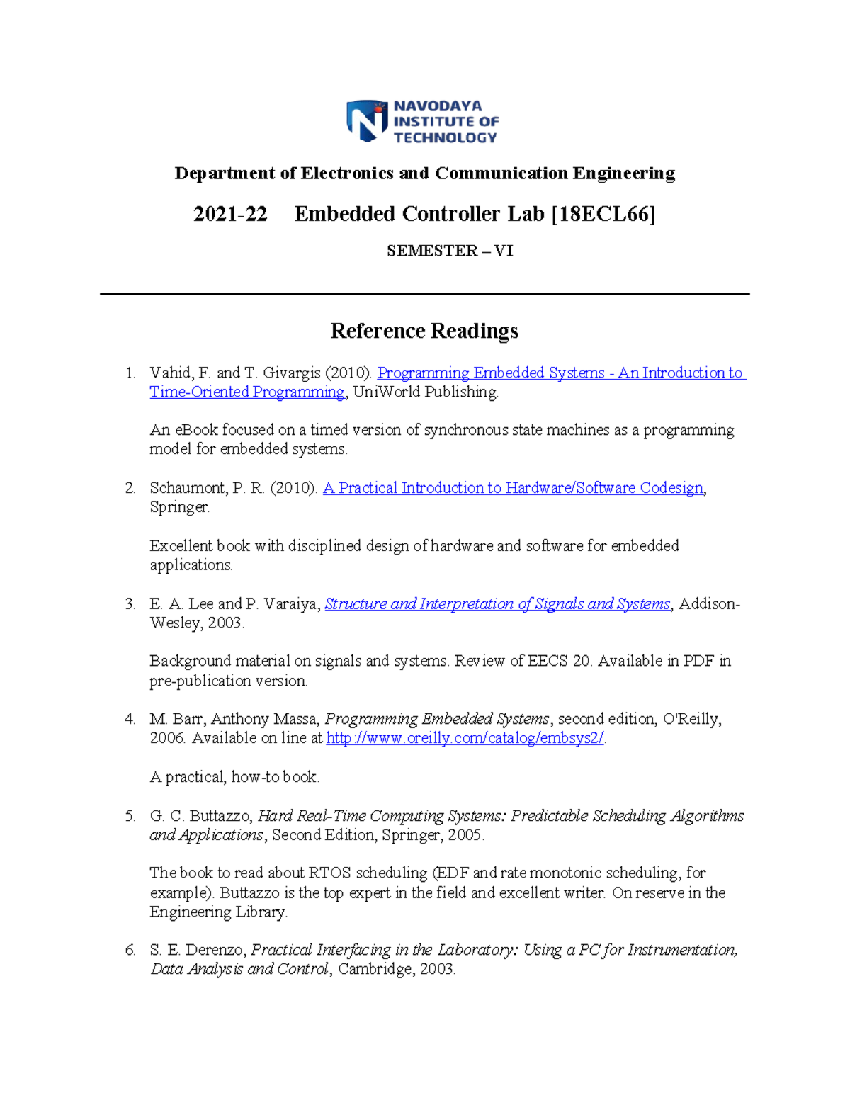 EC Lab references - Department of Electronics and Communication ...