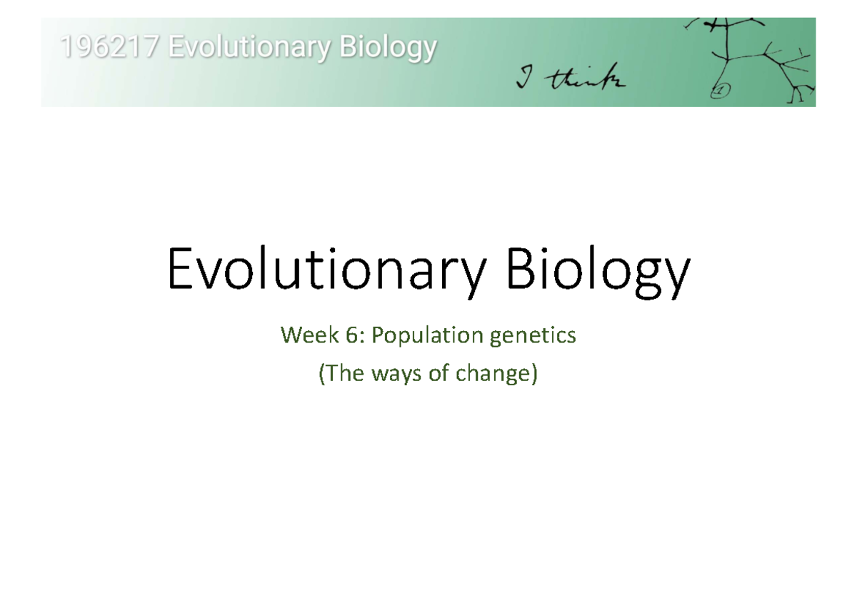 Population Genetics: Genetic Drift and Neutral Theory (AHC 2024) - Studocu