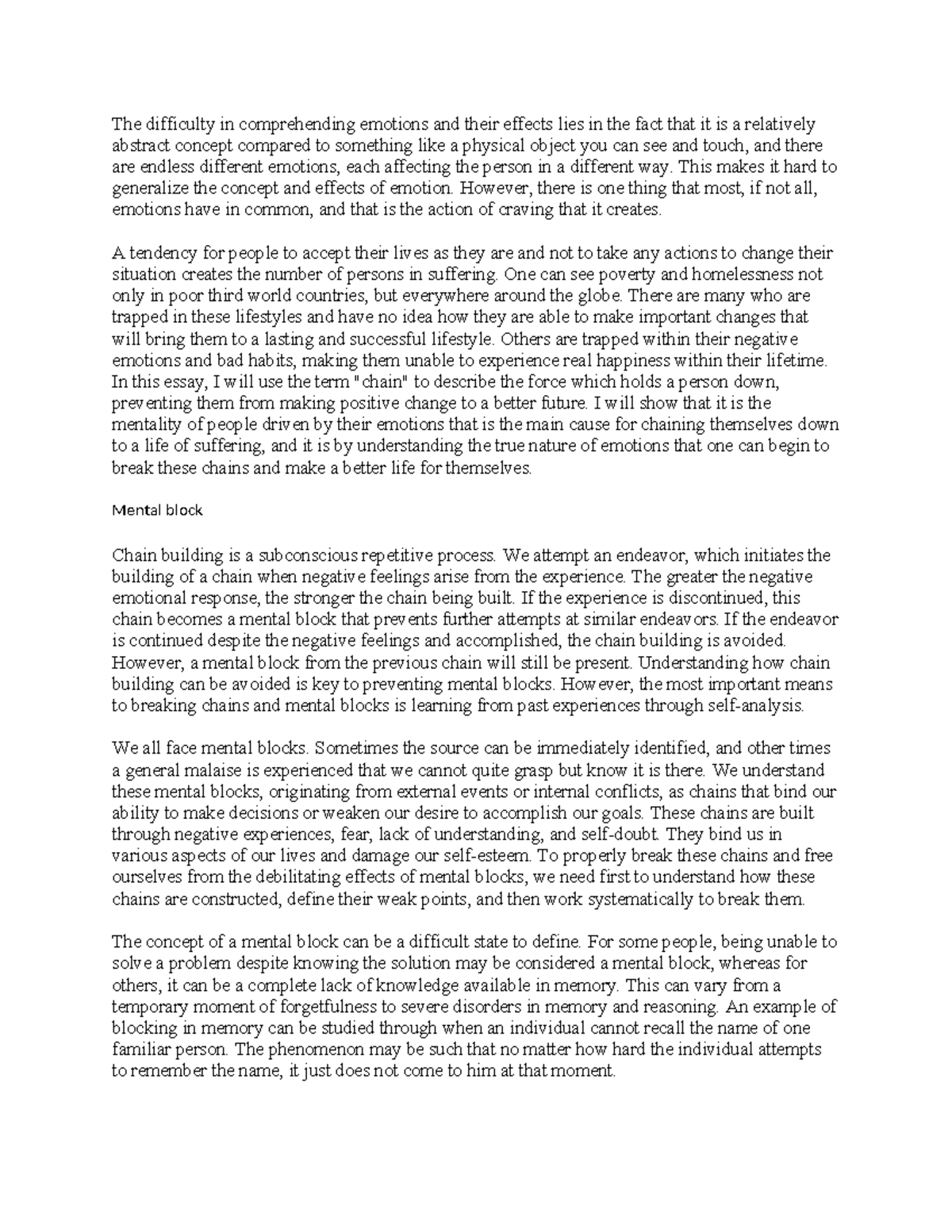 Mentality: Understanding Emotions and Overcoming Mental Blocks - Studocu