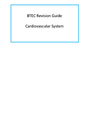 BTEC Sport Level 3 Revision Guide Cardiovascular System - BTEC Revision ...